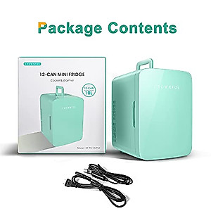 CROWNFUL Multifunctional Mini Fridge, 10 Liter/12 Can Portable Cooler and Warmer Personal Fridge for Skin Care, Food, Medications, Plugs for Home Outlet & 12V Car Charger Included, ETL Listed