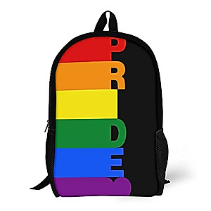 WZOMT Lgbtq Backpack Gay Pride Rainbow Stripe on Black Bookbag Lightweight Fashion Shoulder Bags Water Resistant Daypack Sport Laptop Travel Hiking Rucksack for Teens Adult Men Women Large 17"