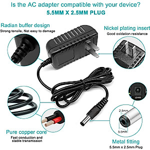 12V DC Adapter Power Cord fit for Theragun Liv, ONN 16” 20" 30" 37" ONN Sound Bar Speaker, ONB18SB001, Onn 22" 100002487 24" ONA18HO015 100002480 Monitor Charger Replacement