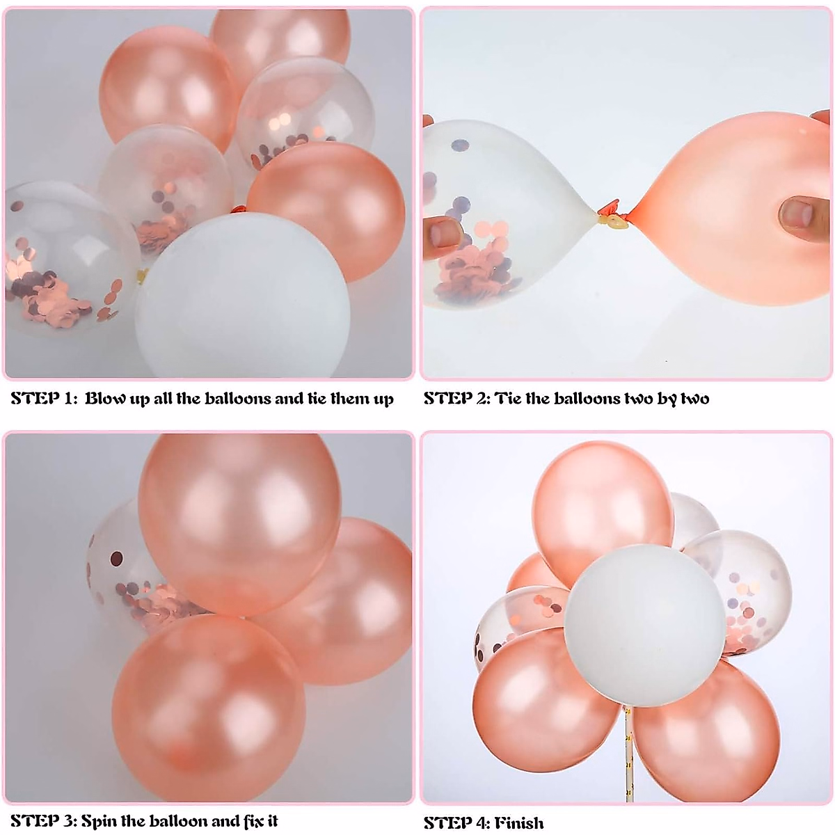 Balloons Cake Toppers, 14PCS Party Balloons and Happy Birthday Cards/Confetti Balloon Birthday Cake Supplies Decorations Set(Pink)