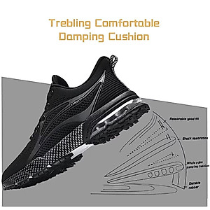 ZOOMCO Womens Air Running Shoes Non Slip Tennis Walking Shoes Women Mesh Cushion Sneakers for Gym Workout Sports Black