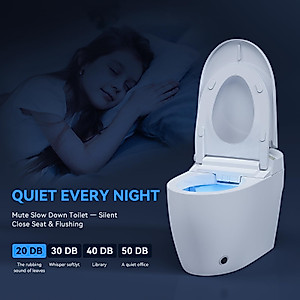 Modern Smart Toilet, Heated Seat, Foot kicking Flush, Automatic Powerful Flush, Tankless Toilet for Barthroom without Bidet, Knob Control, Pre Wetting, Power Outage Flushing