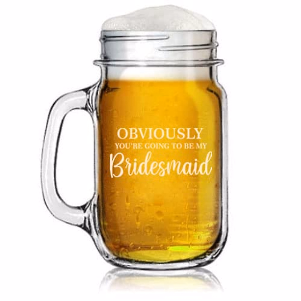 16oz Mason Jar Glass Mug w/Handle Bridal Party Bridesmaid Proposal Script