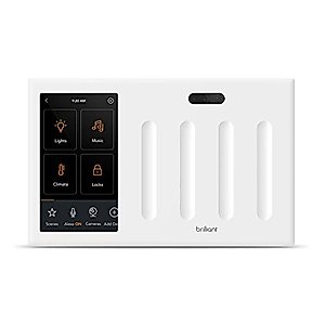 Brilliant Smart Home Control (4-Switch Panel) — Alexa Built-In & Compatible with Ring, Sonos, Hue, Google Nest, Wemo, SmartThings, Apple HomeKit — In-Wall Touchscreen Control for Lights, Music, & More