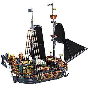 Mesiondy Pirate Ship Model，Pirate Ship Model Mini Building Blocks Kit, MOC Pirate Ship Building Sets for Boys Girls 14+ (1282Pcs)