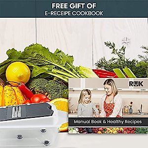 RüK Vegetable Chopper Slicer Onion Chopper Dicer, Multi 22-in-1 Veggie Mandoline Slicer Food Chopper Cutter for Tomato Fruit with Lemon Squeezer, E-Recipe, 11 Blades, Egg Separator & Slicer, Container