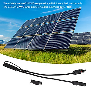 Solar Panel to SAE Adapter Cable 10AWG 0.35m SAE Solar Extension Cable for for Automobiles, Solar Devices
