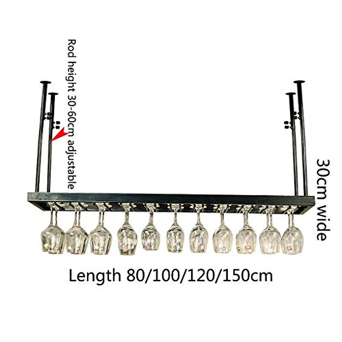 Stylish Simplicity Industrial Retro Stylish Simplicity Down Wine Rack Metal Creative Display Wine Glass Holder Household Goblet Holder Adjustable Height Restaurant Kitchen Bar Floating Wine Rack (Br