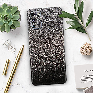 DesignSkinz Black Unfocused Sparkle Protective Vinyl Decal Wrap Skin Cover Compatible with The Samsung Galaxy S20 (Screen Trim & Back Glass Skin)