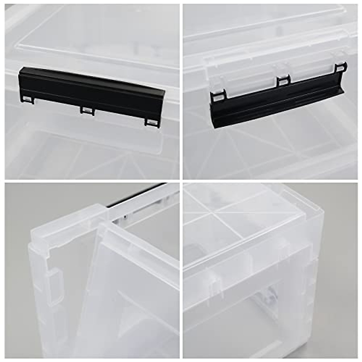 Qskely 30 L Clear Plastic Collapsible Storage Crate, Folding Storage Box with Lid, 4-Pack