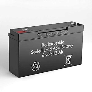 BatteryGuy PS-6100-F1 Replacement 6V 12Ah SLA Battery Brand Equivalent (Rechargeable) - Qty of 1