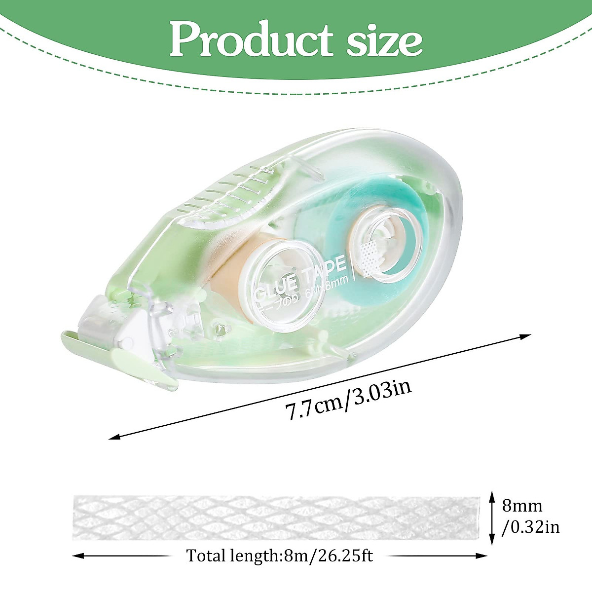 6 Pack Double Sided Tape Roll for Scrapbooking Supplies Permanent Double Sided Tape for Crafts Gift Wrapping Scrapbooking Glue Tape Roller Dispenser Runner(0.3Inch×20Ft)