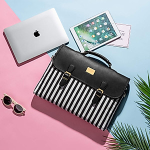 LOVEVOOK Computer Bag Laptop Bag for Women Cute Laptop Messenger Bag for Work College, Slim-Black, 15.6-Inch