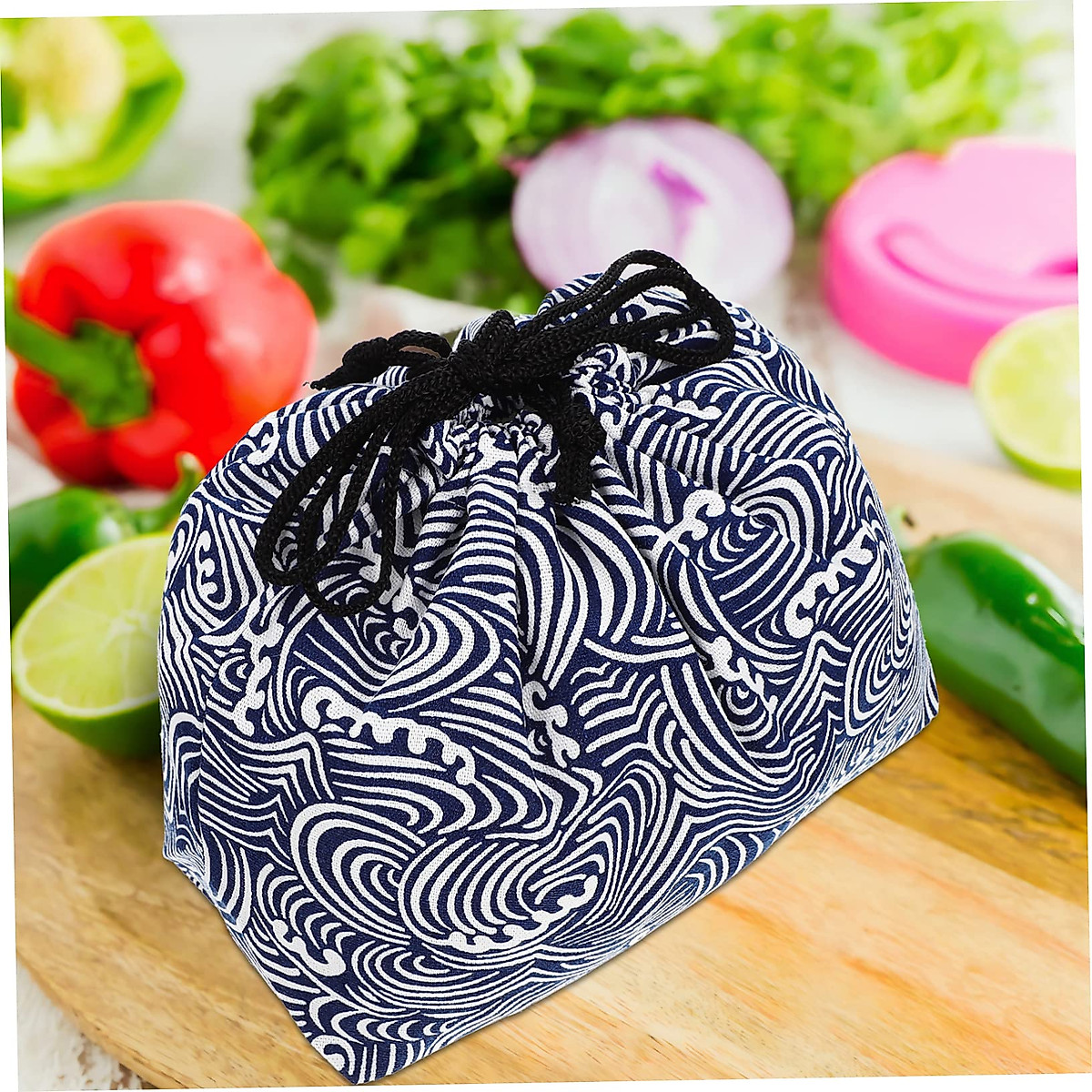 ABOOFAN 2pcs Bento Bag Lunch Bag Lunch Container Bag Cute Tote Bag Book Tote Bag for Women Reusable Tote Cooler Bag Lunch Handy Bento Storage Bag Bento Carrying Bag Cloth Drawstring Japan