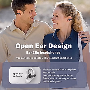 Wireless Ear Clip Bone Conduction Headphones Bluetooth Wireless Clip On Open Ear Headphones Earbuds Earclip Bone Conduction Earbuds Head Set Waterproof Bone Conducting Ear Buds Induction Headphones