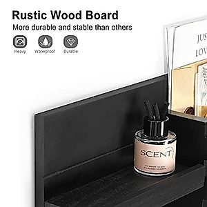 Lwenki Mail Organizer for Wall Mount – Key Holder with Shelf Includes Letter Holder and Hooks for Coats, Dog Leashes – Rustic Wood with Flush Mounting Hardware (16.5” x 8.7” x 3.5”)