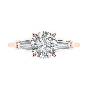 Clara Pucci 2 ct Round Cut 3 stone Solitaire Lab Created White Sapphire Designer Anniversary Bridal Engagement Ring 14k Rose Gold 9.5