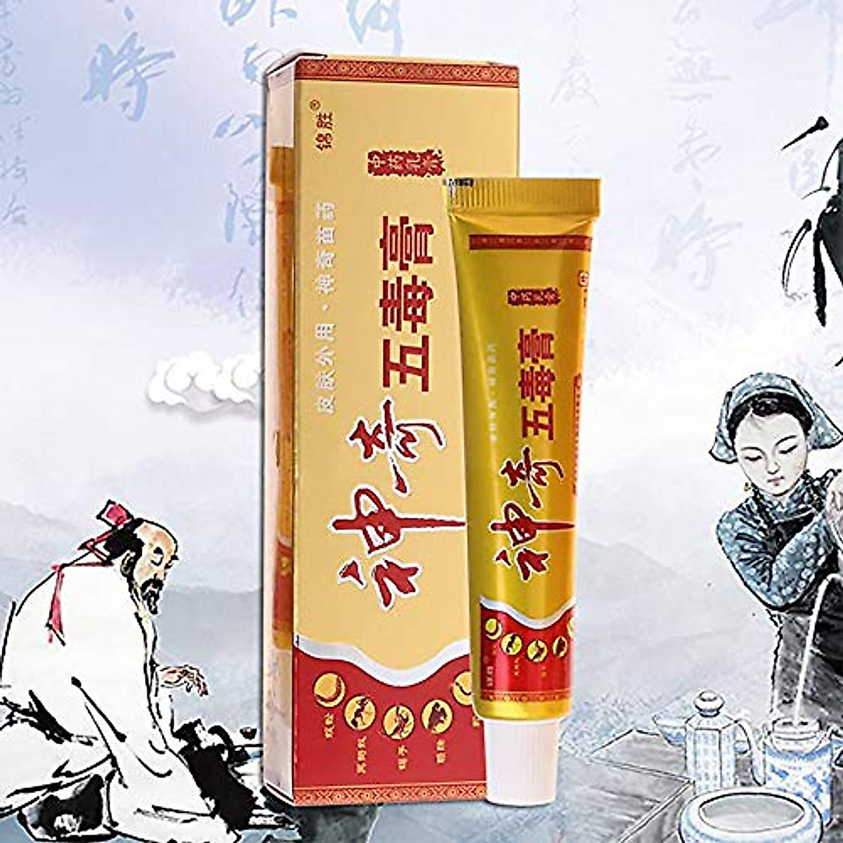 DJRH Body Psoriasis Dermatitis Eczema Skin Problems Chinese Medicinal plasters Miraculous Five Poison Ointment Cream Herbal Cream Ointment (5PCS)