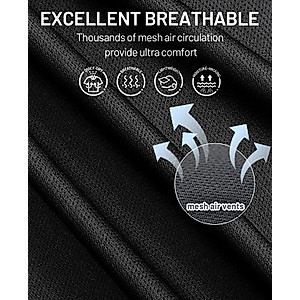 MIER Men's Dry-Fit Workout Tshirts Moisture Wicking Active Athletic Performance V-Neck T-Shirt Polyester Tee Black, L