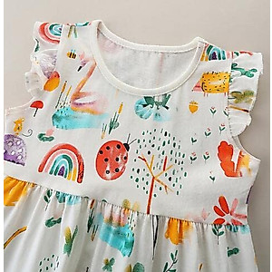 warmstraw Infant Girls A-line Summer Dress Sundress Clothes Outfits Cotton Princess Cartoon Comfort Dresses Beach Holiday Skirt Animal Pattern 2-3T