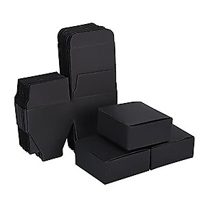 NIGNYA Black Favor Boxes, Tiny Gift Boxes for Presents, Small Kraft Gift Box 2.16x2.16x0.98 inch, 50 Pack Black Box with Lid for Favors, Ornaments, Candy, Tiny Items, Small Business