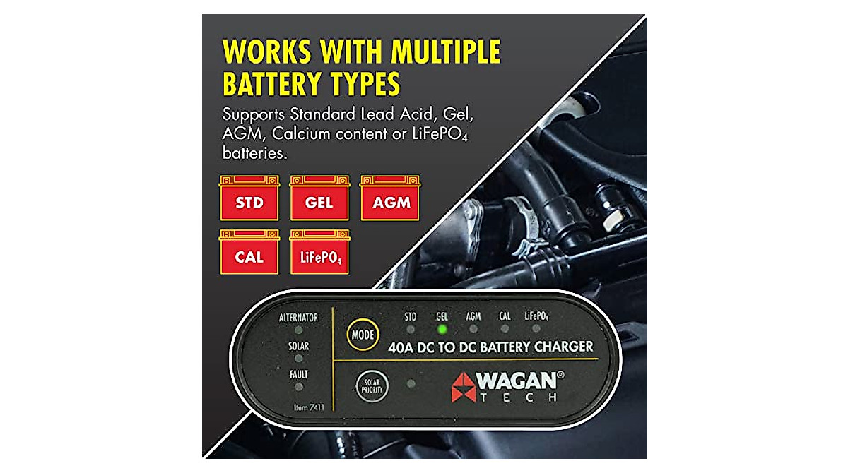 Wagan EL7411 12V 40A DC to DC Battery Charger with Solar MPPT