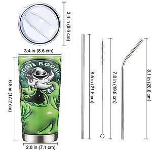LAZYKITTY 3D Inflated Oogie Boogie Nightmare Before Christmas Tumbler Cup with Straws and Lid, Nightmare Before Christmas Gift for Men Women, Stainless Steel Vacuum Insulated, Epoxy Coated, 20 Oz