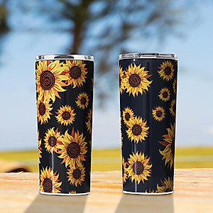 Weboia Sunflower Tumbler Birthday Gifts for Women Insulated Mug Gifts for Girl Friend Sunflower Coffe Cup Gifts for Mom Daughter Sunflower Lovers