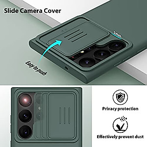 Nillkin for Samsung Galaxy S23 Ultra Case with Camera Cover, Silicone Ultra Slim Shockproof Protective Phone Case, [Microfiber Lining, Slide Camera Protection] Alpine Green