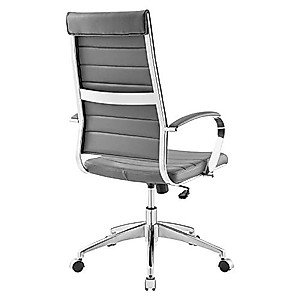 Modway Jive Ribbed High Back Tall Executive Swivel Office Chair With Arms In Gray