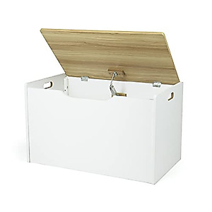 Humble Crew Expedition Hinged Toy Storage Chest with Lid, White & Natural Wood