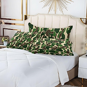 Camouflage Green Pillowcase for Hair and Skin Body Pillow Cover Pillowcases Queen Size 20"X 30" Body Pillow Case Cover with Zipper for Body Pillows