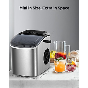 Silonn Ice Makers Countertop, 9 Cubes Ready in 6 Mins, 26lbs in 24Hrs, Self-Cleaning Ice Machine with Ice Scoop and Basket, 2 Sizes of Bullet Ice