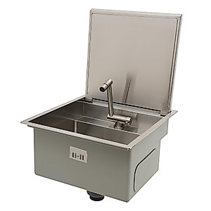 MANULOOT Drop in Kitchen Sink Utility Sink, Commercial Sink Kitchen Sinks Drop in, Hidden Single Bowl Sink, Restaurant Sinks Outdoor Sink with Cold and Hot Faucet | US Stock