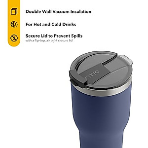 RTIC 30 oz Insulated Tumbler Stainless Steel Coffee Travel Mug with Lid, Spill Proof, Hot Beverage and Cold, Portable Thermal Cup for Car, Camping, Navy