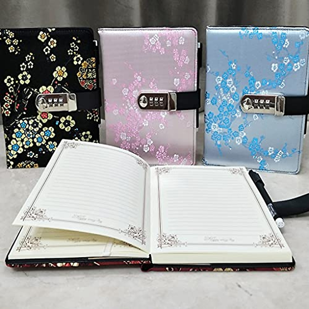 HMEI Password Lock Journal Diary Digital Locking Notepad Book Combination A5 Notepad Writing Book 130 Sheets 260 Pages For Women fashion notebook (Color : Blue)