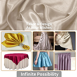 RUDONG M Beige Satin Fabric by The Yard, 1 Yard x 60 Inch Wide Silky Charmeuse Satin Fabric, Soft Satin Fabric for Wedding Decorations, Bridal Dress, Sewing, Accessories, DIY Crafts