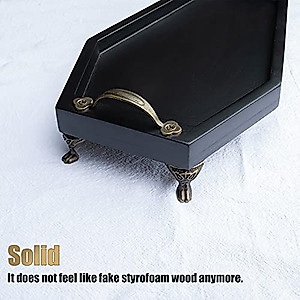 IRISVITA Coffin Tray (Redesigned) - Gothic Decor for Home, Spooky Decorative Tray, Goth Room Decor, Black Wooden Tray for Holding Crystal, Jewelry, Skull Mugs, Candles, Essential Oil.