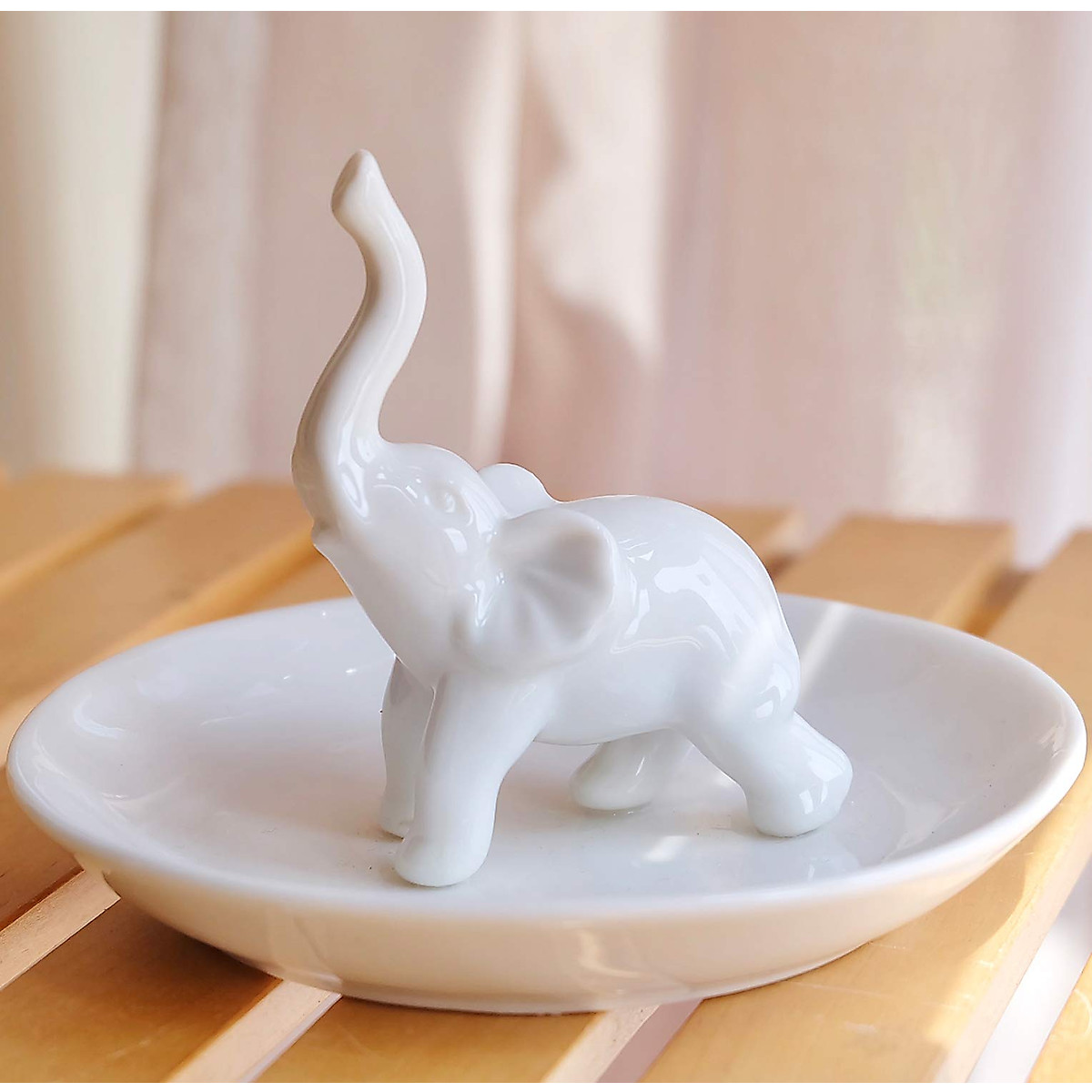 PUDDING CABIN White Elephant Ring Holder Dish Ring Tray for Jewelry | Elephant Gifts for Women Christmas | Birthday Gifts for Woman | Elephant Mom Gifts Wedding Christmas Mother's Day Gifts