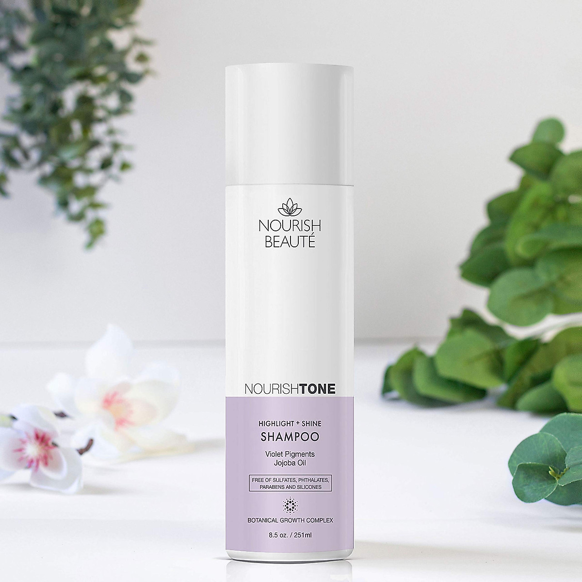 Nourish Beaute Sulfate Free Hair Growth Shampoo to Tone, Highlight and Shine with Violet Pigments and Jojoba Oil, Cruelty Free