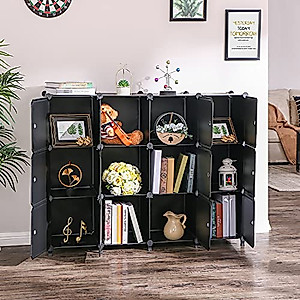 ANWBROAD Cubes Storage Organizer 12-Cube Shelves Closet Organizers and Storage with Doors for Bedroom Bookshelf Clothing Storage ULCS12BM
