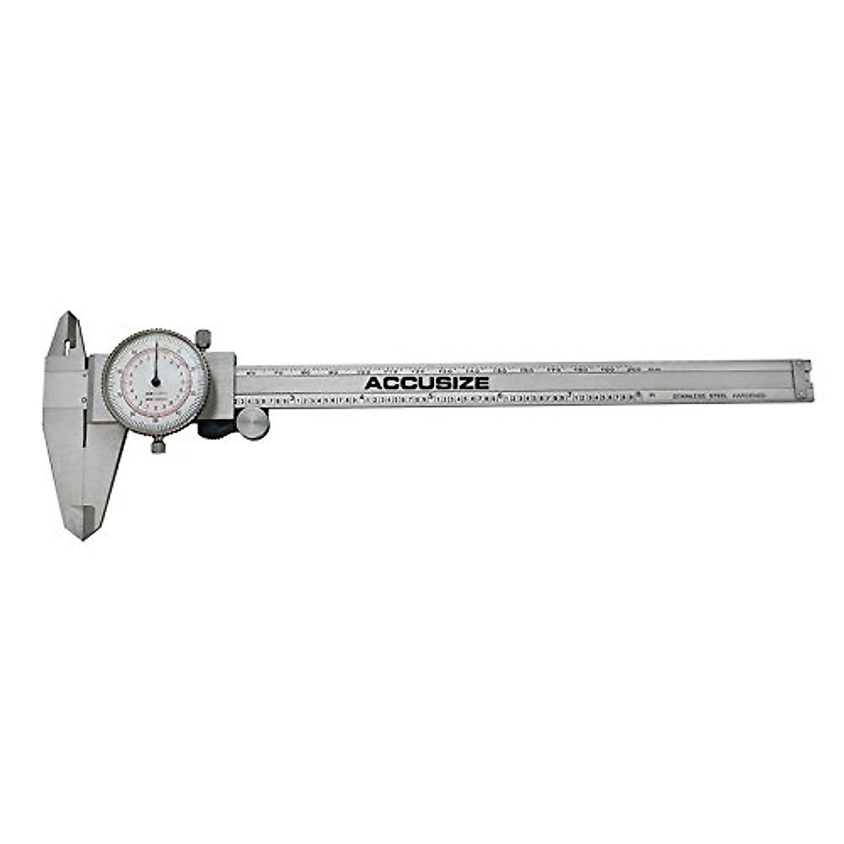 Accusize Industrial Tools 8''/200 mm by 0.001''/0.02 mm Dual Needle Precision Dial Caliper Stainless Steel in Fitted Case, Imperial/Metric, P920-S238