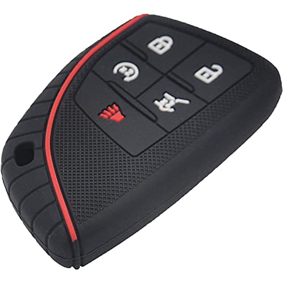 EXUNTECH 2pcs 5 Buttons Silicone Smart Key Fob Cover Remote Control Keychain Protective Cover Compatible with Chevrolet Corvette 2021 Suburban Tahoe 2020 Chevy Corvette Soft Rubber Cover, Black