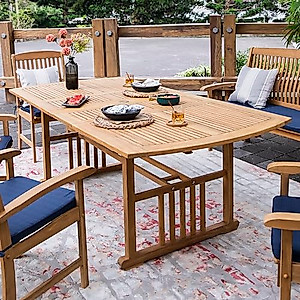 Cambridge Casual Caterina Teak Wood 6-Piece Outdoor Dining Set with Navy Cushion