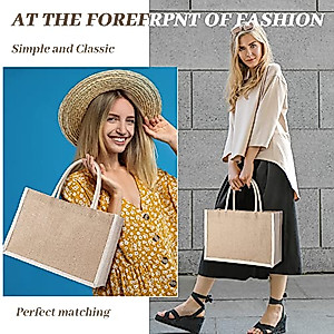 10 Pcs Burlap Jute Bags Jute Totes with handle Burlap Jute Gift Totes Burlap Welcome Bags for Women Bridesmaid Wedding Beach (12.6 x 8.66 x 5.12 Inch)