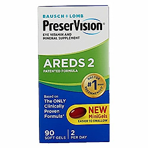 Bausch & Lomb PreserVision AREDS 2 Eye Vitamin & Mineral Supplement Minigels, 90 Ct