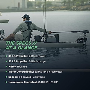 Newport Kayak Series 55lb Thrust Transom Mounted Saltwater Electric Trolling Motor w/LED Battery Indicator (24" Shaft)