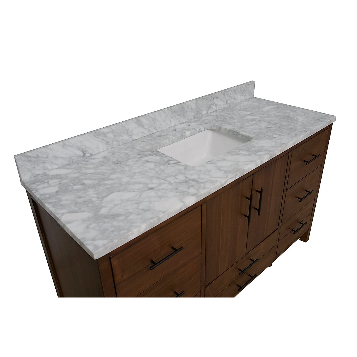 Kitchen Bath Collection California 60-inch Single Bathroom Vanity (Carrara/Walnut): Includes Walnut Cabinet with Authentic Italian Carrara Marble Countertop and White Ceramic Sink