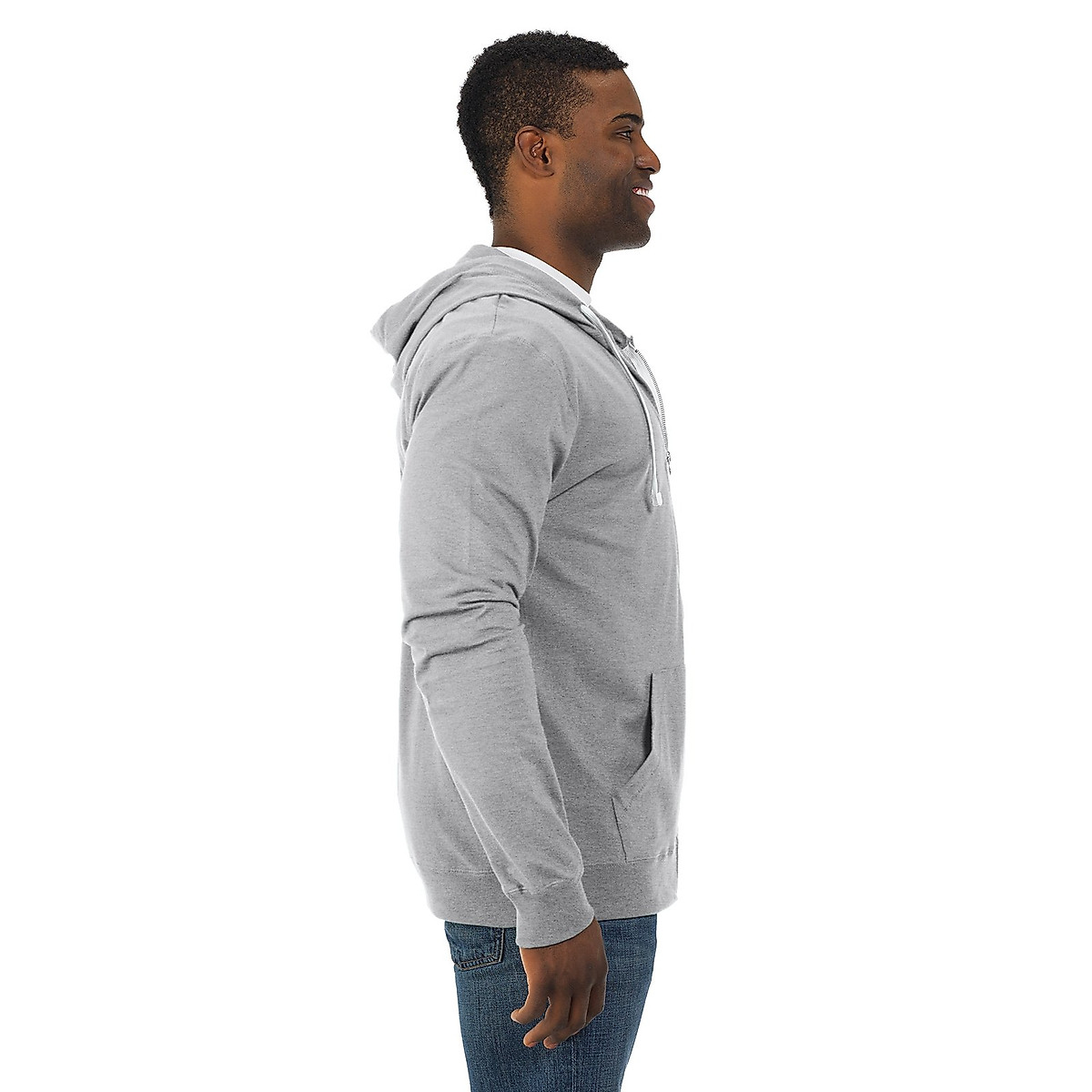 Fruit of the Loom Men's Lightweight Cotton Full-Zip Hoodie, Admiral Blue, Small