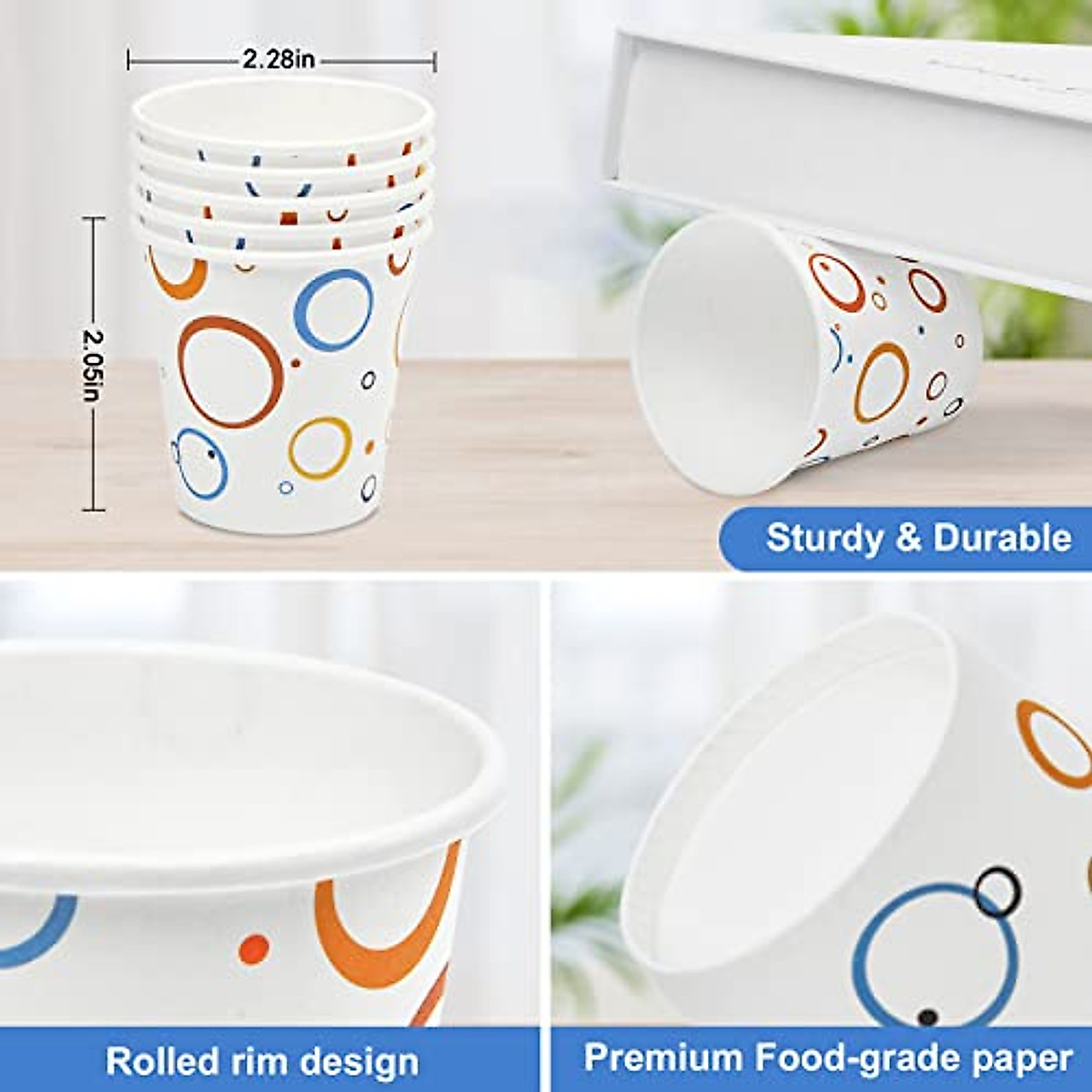 Unves 600 Pack Disposable 3 oz Paper Cups, Small Bathroom Cups Colorful Mouthwash Cups Paper Coffee Cups Cold Beverage Drinking Cup for Picnic, Barbecue, Party, Travel and Event